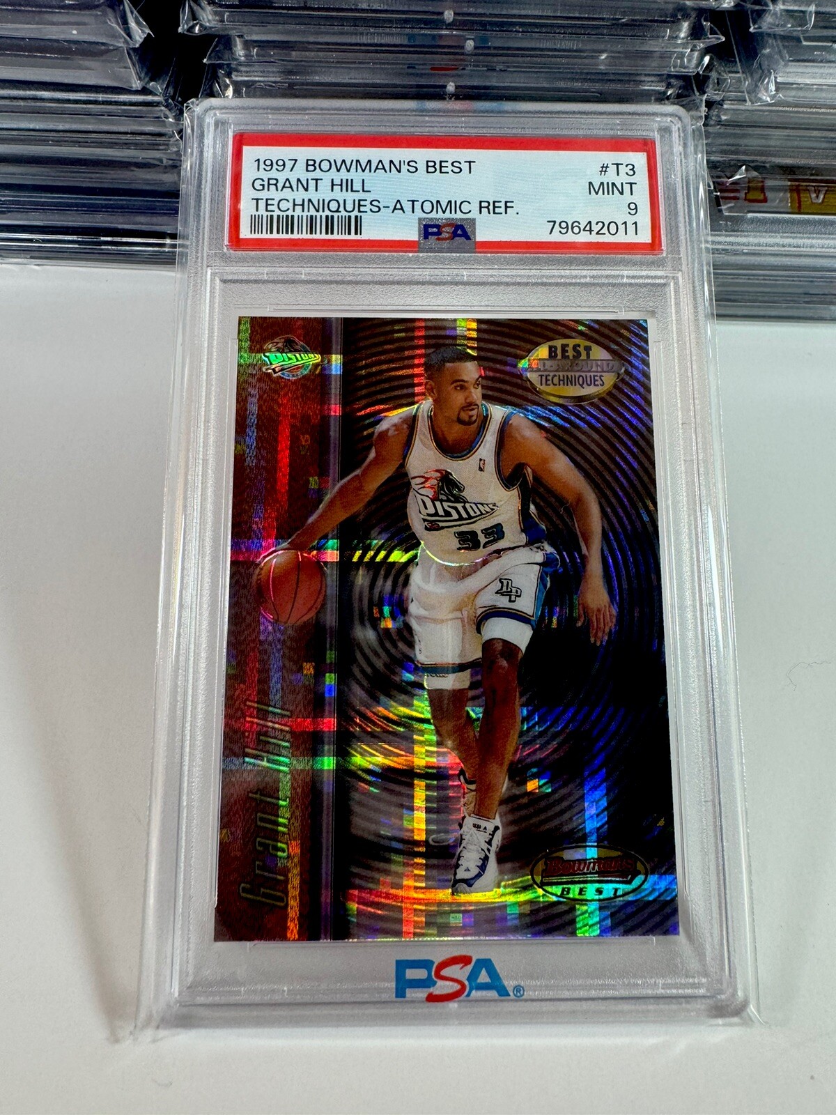1997 Bowman’s Best ATOMIC REFRACTOR Grant Hill #T3💎🔥PSA Mint 9!! (New Slab) | eBay