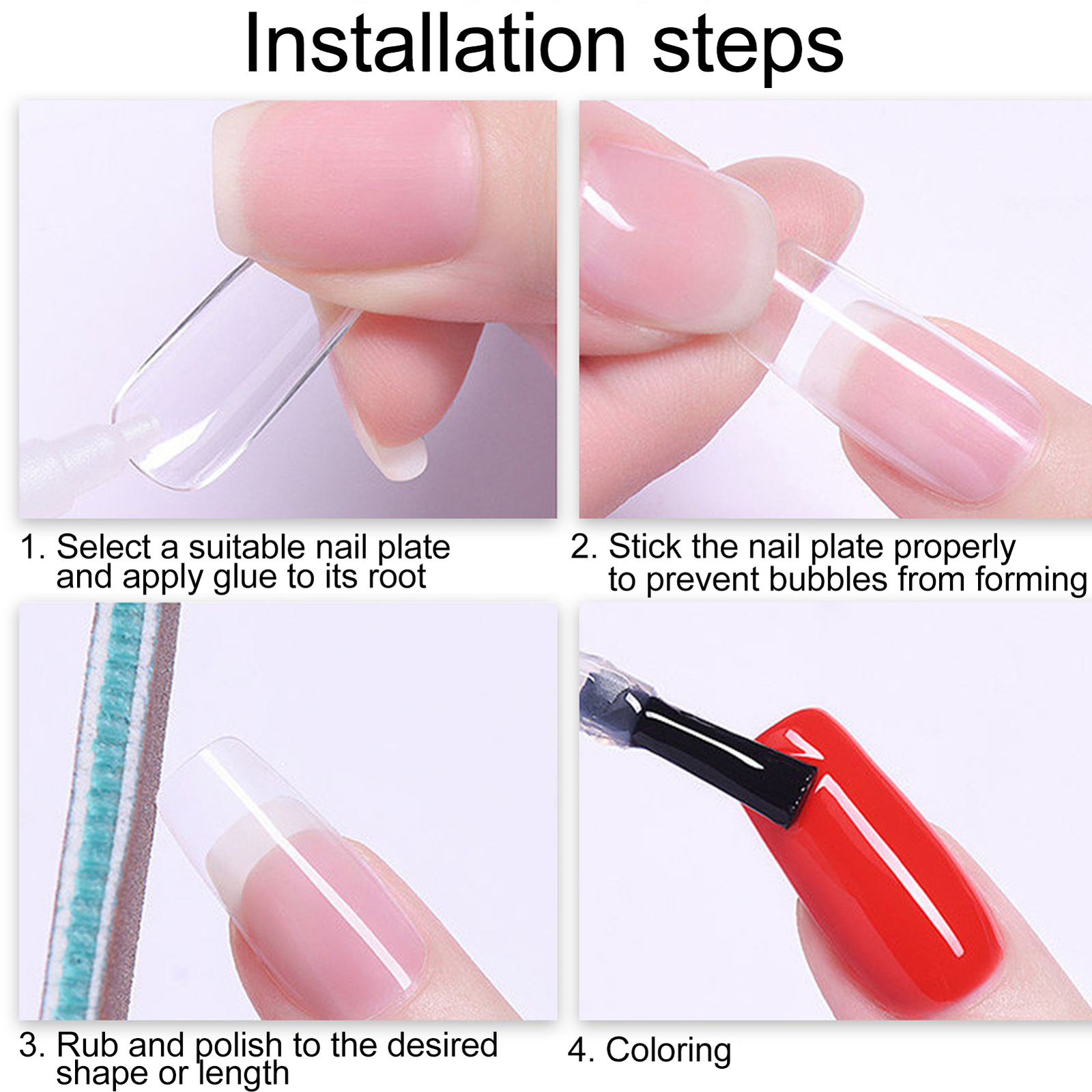 550pcs Full Cover Clear DIY With Storage Box Toe Nail Tip Stick On Home ...