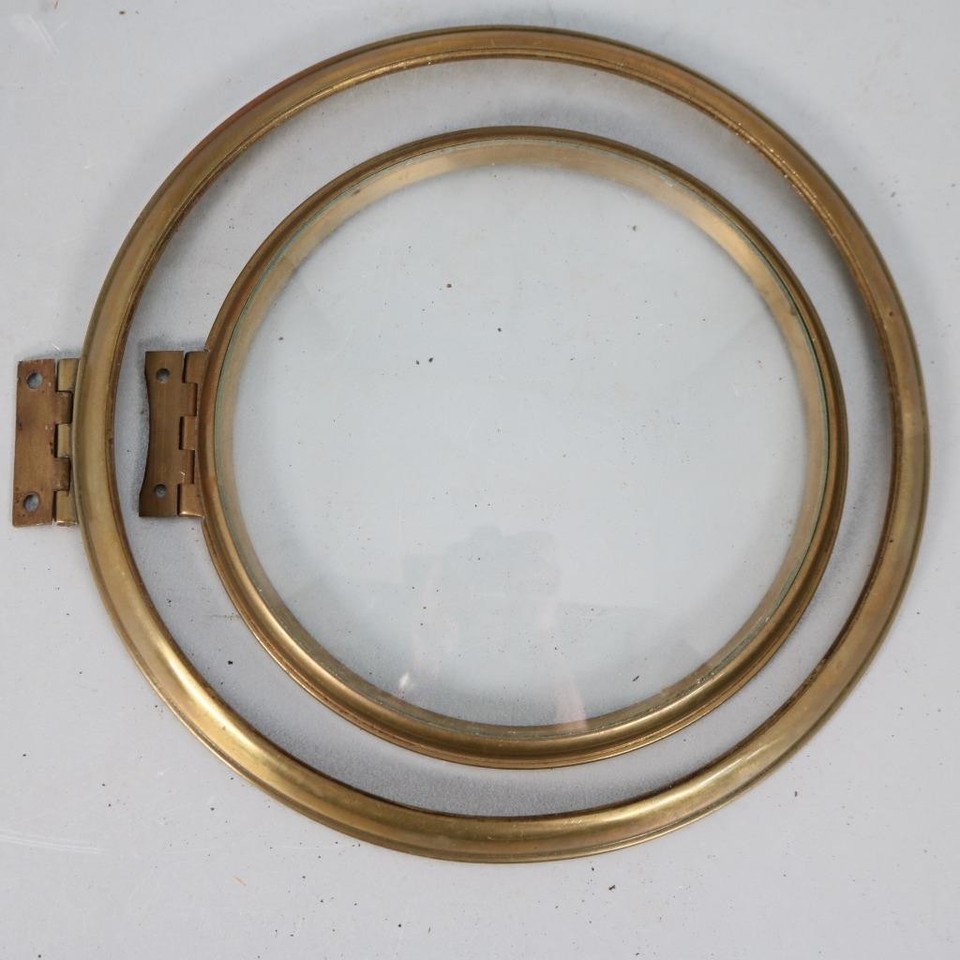CAST BRASS MANTEL CLOCK BEZELS hinged, one convex glazed small ...