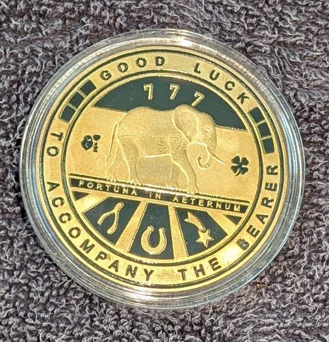 LUCKY Gold Coin Fortune Peace Charm Casino Chip Unusual Cash Money ...