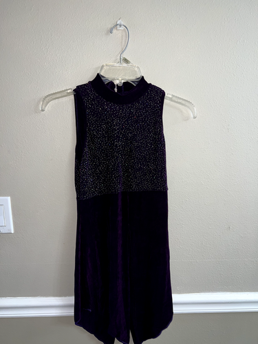 Girls Body Wrappers suit sz Small purple glitter sleevless dance wear ...