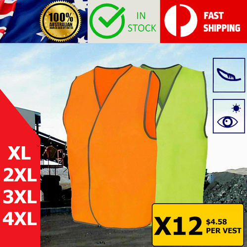 X12 Hi Vis Viz Fluro Safety Work Wear Tradie Vest Wholesale | eBay ...
