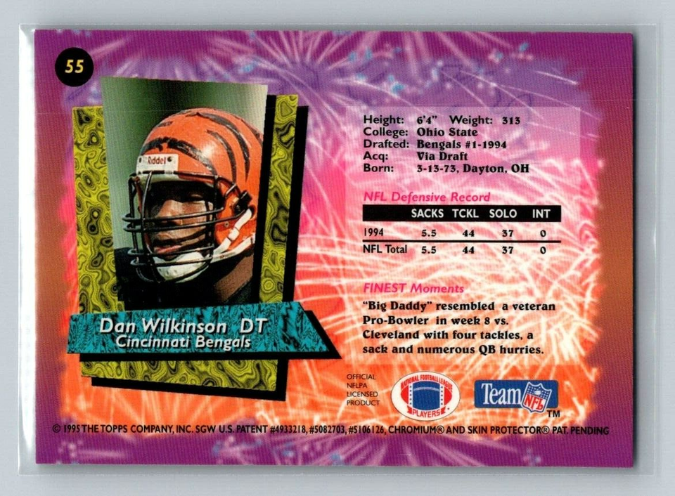 1995 NFL Topps Finest Dan Wilkinson #55 Cincinnati Bengals 95-TF-FBC | eBay