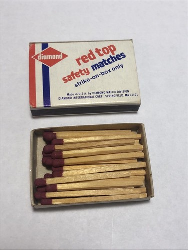 Vintage Box Wood Stick Matches Diamond Red Top Match USA | eBay