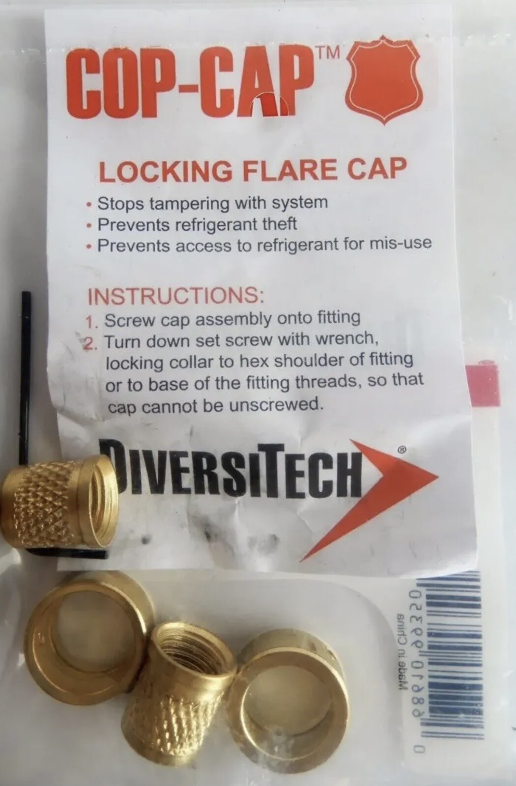 DiversiTech Vcc-4 Tamper Resistant Brass Locking Valve Cap for sale ...