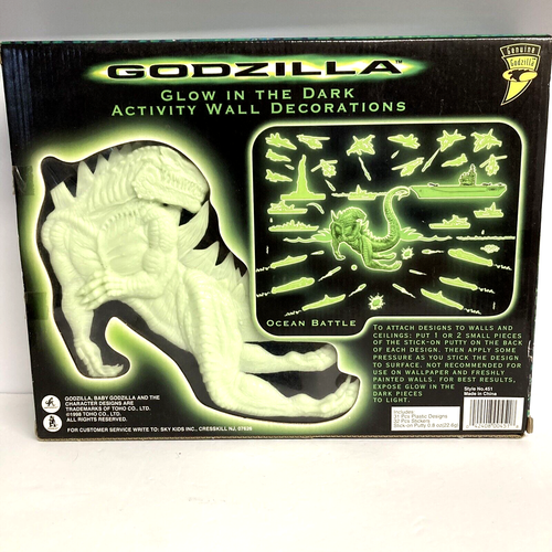 GODZILLA glow in the dark wall decorations Toho Ocean Battle Ships 1998 ...