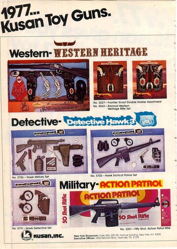 1977 ADVERT 2 Sided Toy Detective Hawk 3 Guns Rifles Machine Gun ...