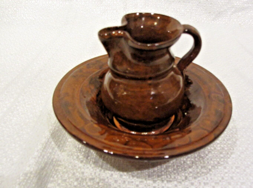 Jamestown VA Pottery Festival Parks Mini Handmade Clay Brown Glazed Jug ...