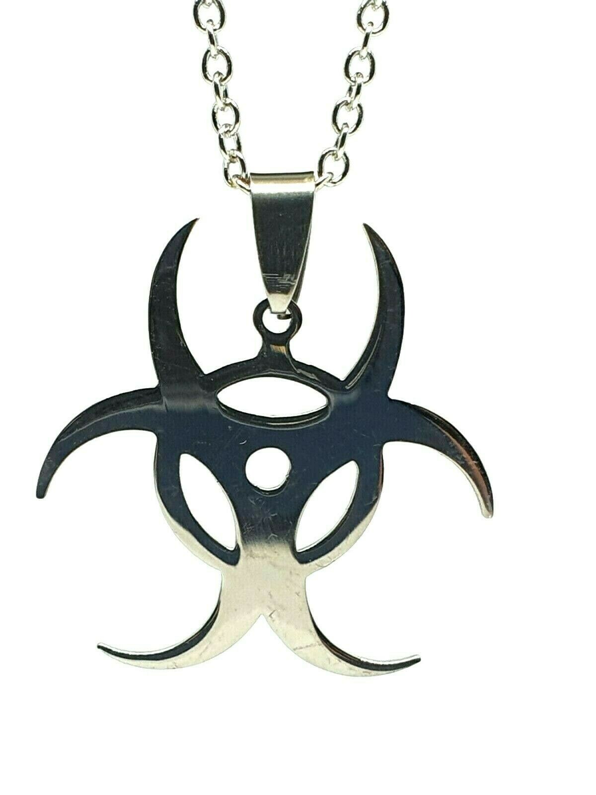 Biohazard Pendant Necklace Stainless Steel 22" Chain Symbol Anarchy ...