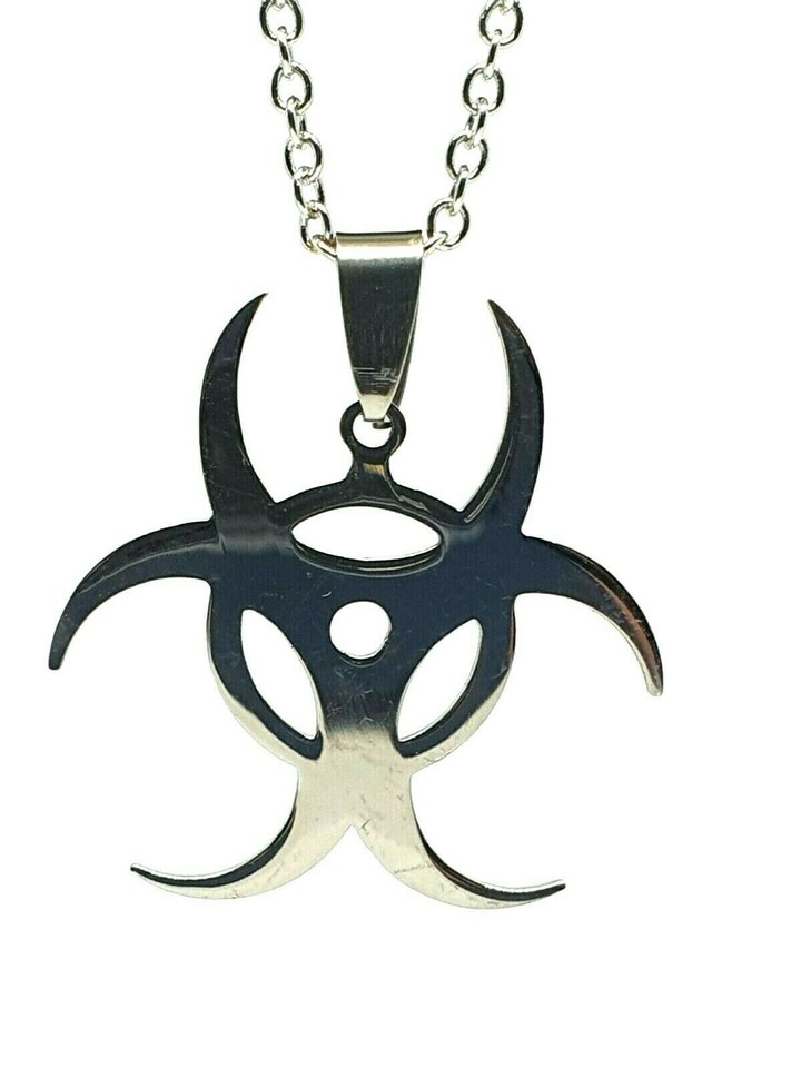 Biohazard Pendant Necklace Stainless Steel 22" Chain Symbol Anarchy ...