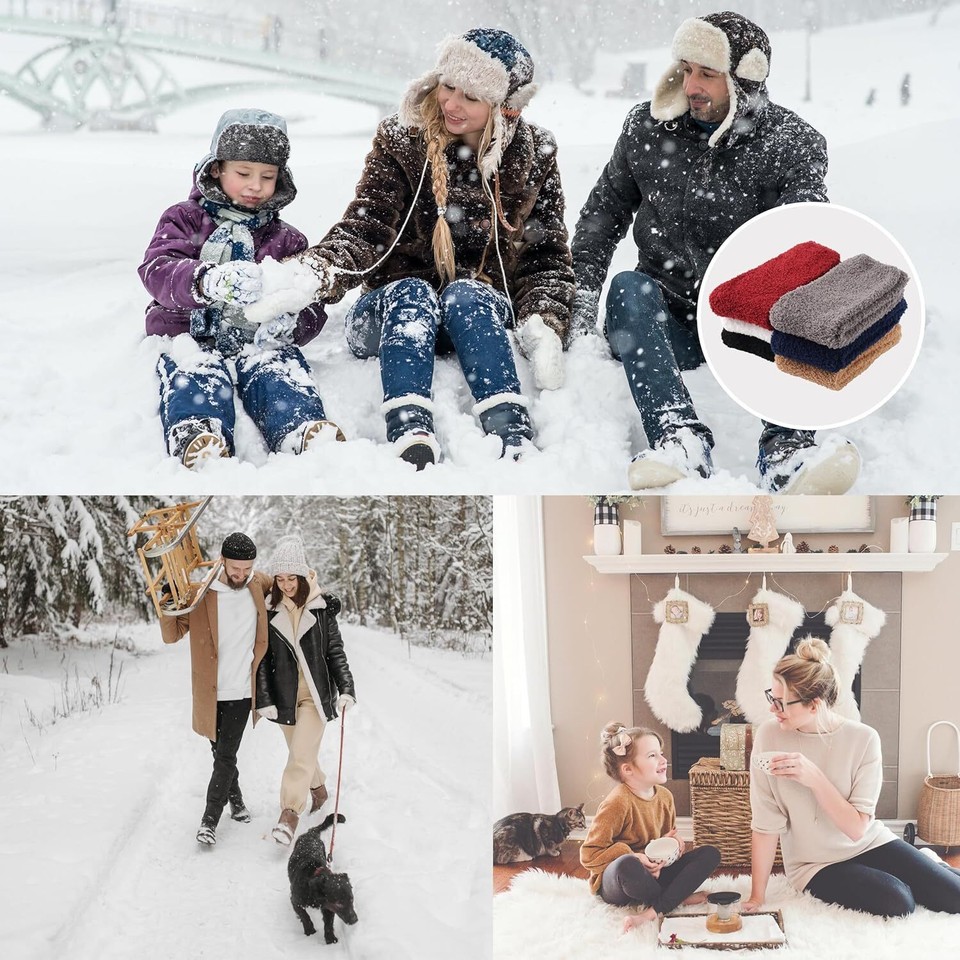 OVOV White Fuzzy Socks Men Fluffy Socks Winter Warm Cozy Slipper Socks ...