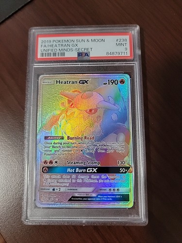 POKEMON UNIFIED MINDS HEATRAN GX #238 SECRET RARE HOLO FOIL PSA 9 MINT ...