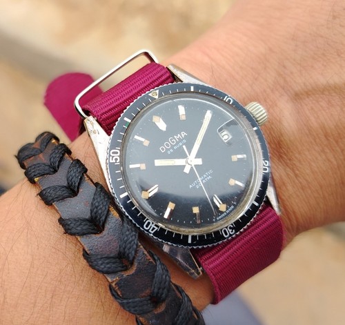 Vintage Dogma Watch Skin Diver 20ATM Big Crown Swiss Made Watch 1970s ...
