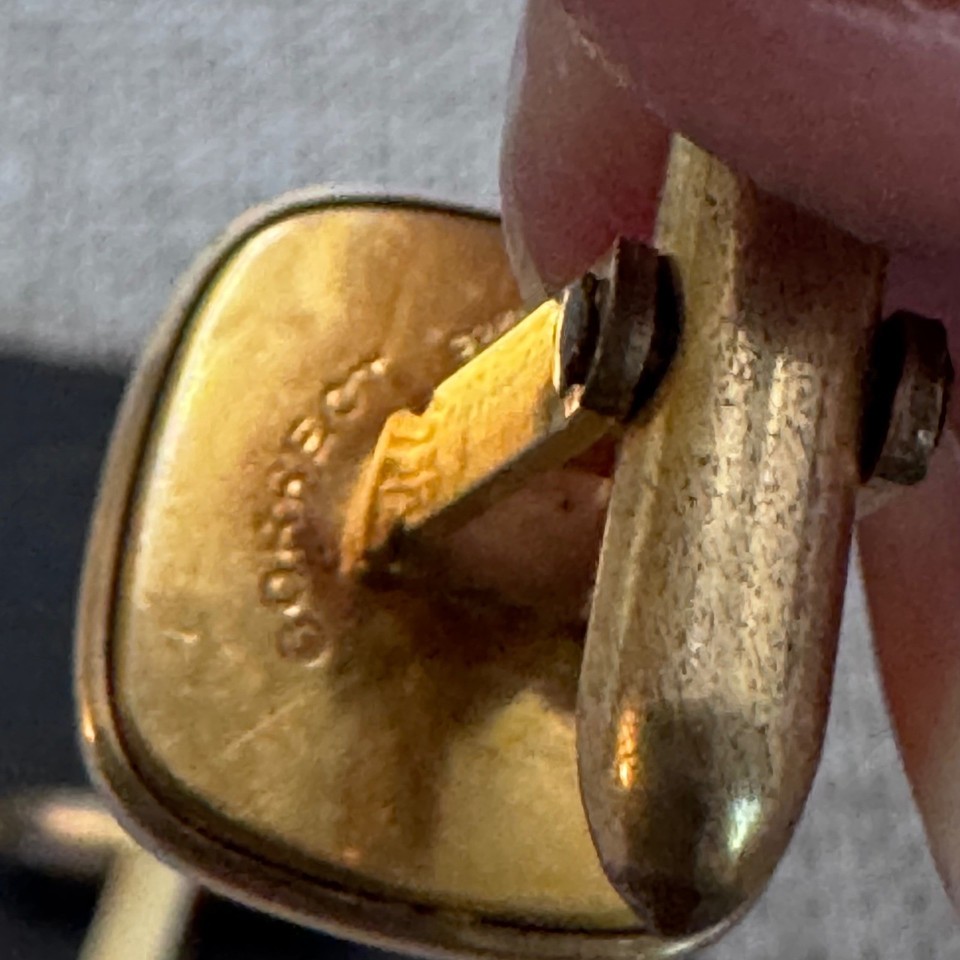 Vintage Correct Quality Cufflinks Gold Tone Red Square Mens Jewelry | eBay