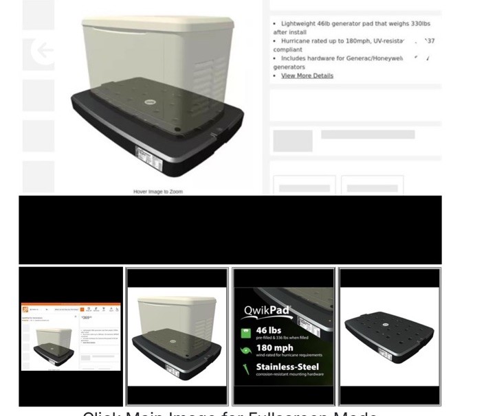 QwikPad for Generators Hurricane Rated Universal Pad For Air-Cooled ...