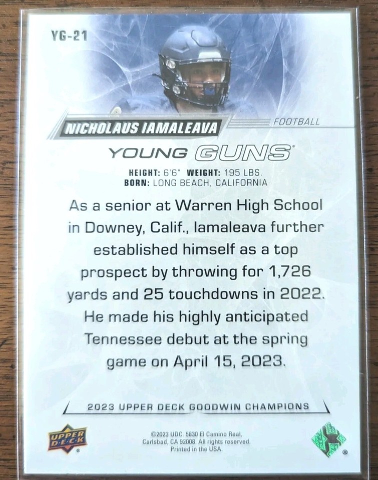 2023 Goodwin Champions Nicholaus Iamaleava Young Guns | eBay