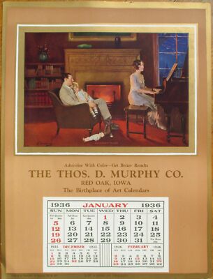 Art Deco Family, Music 1936 Advertising Calendar / 13x15 Poster-Song at ...