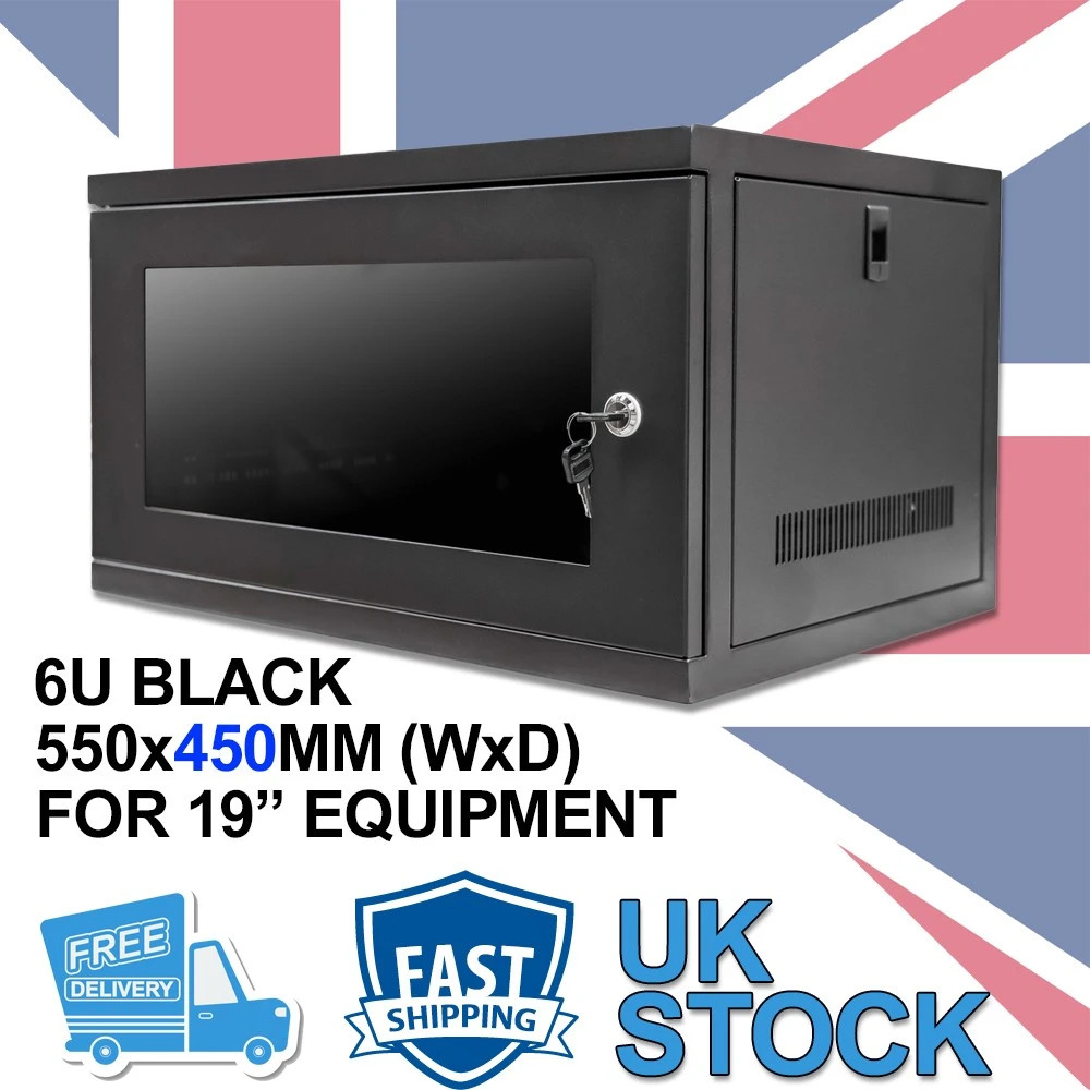 6U 19' 450MM Network Cabinet Data Comms Wall | Grelly UK
