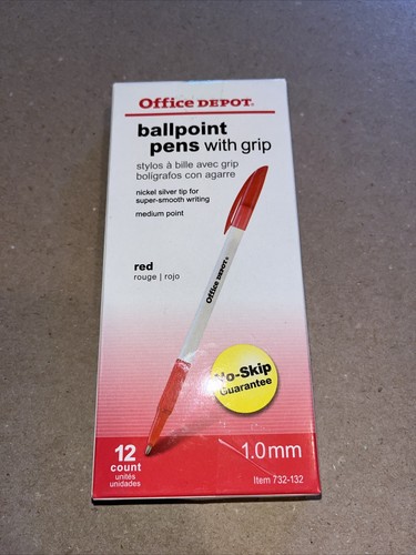 Office Depot Ballpoint Red Pens W/ Grip 12 ct 1mm New | eBay