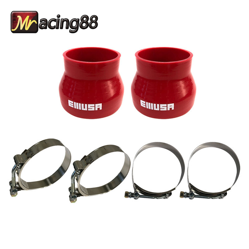 2x 4" to 3" Straight Silicone Intercooler Coupler Hose Turbo Red And 4x ...