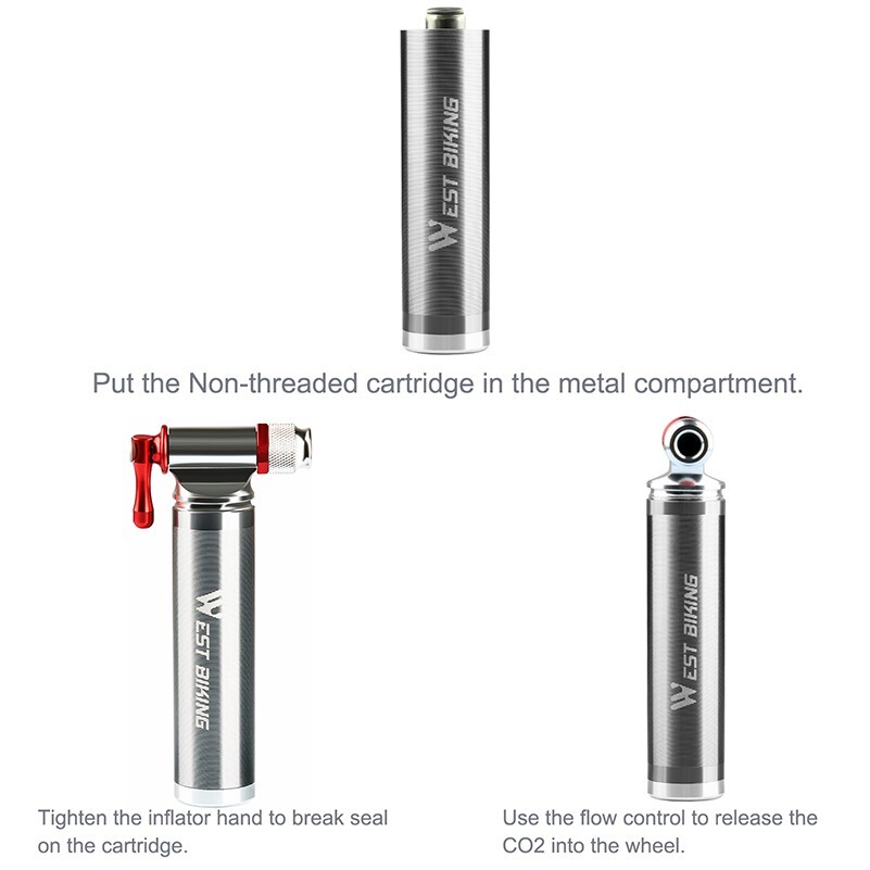 WEST BIKING Portable Aluminum Bicycle Mini Pump CO2 Inflator Bike Tire ...
