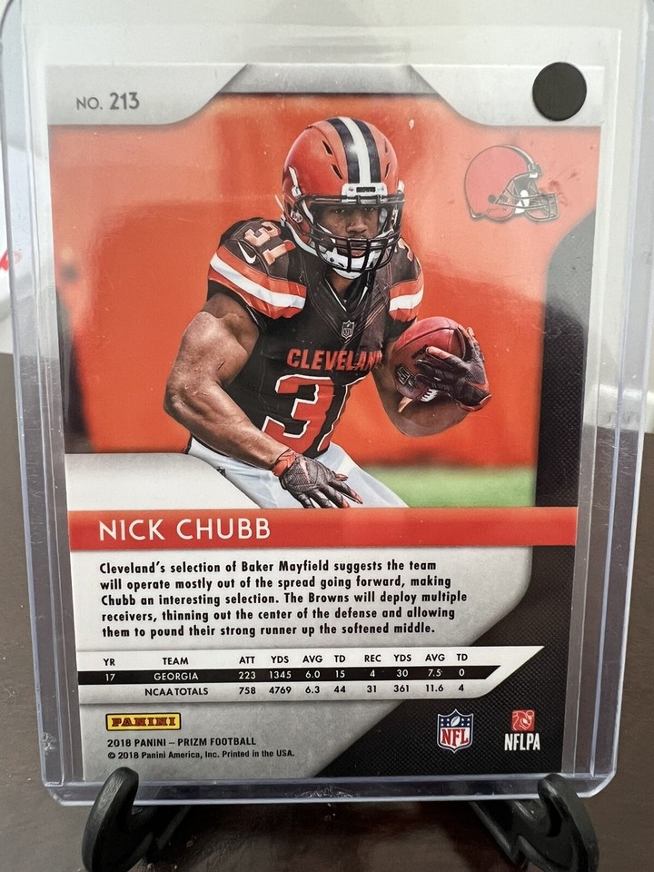 2018 Panini Prizm Nick Chubb Base Rookie Card #213 Cleveland Browns | eBay