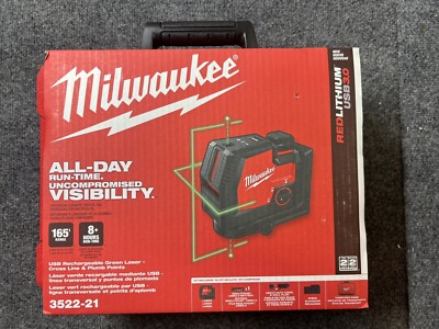 Milwaukee 3522-21 Green Beam Laser Cross Line Plumb Point USB ...