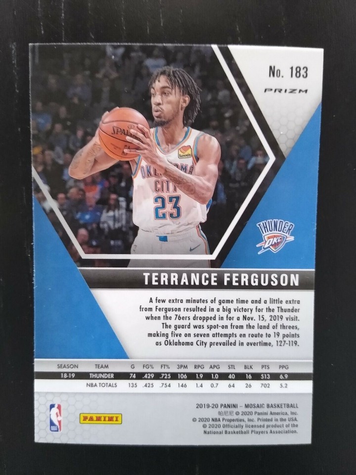 2019-20 Mosaic #183 TERRANCE FERGUSON Pink Prizm Oklahoma City Thunder ...