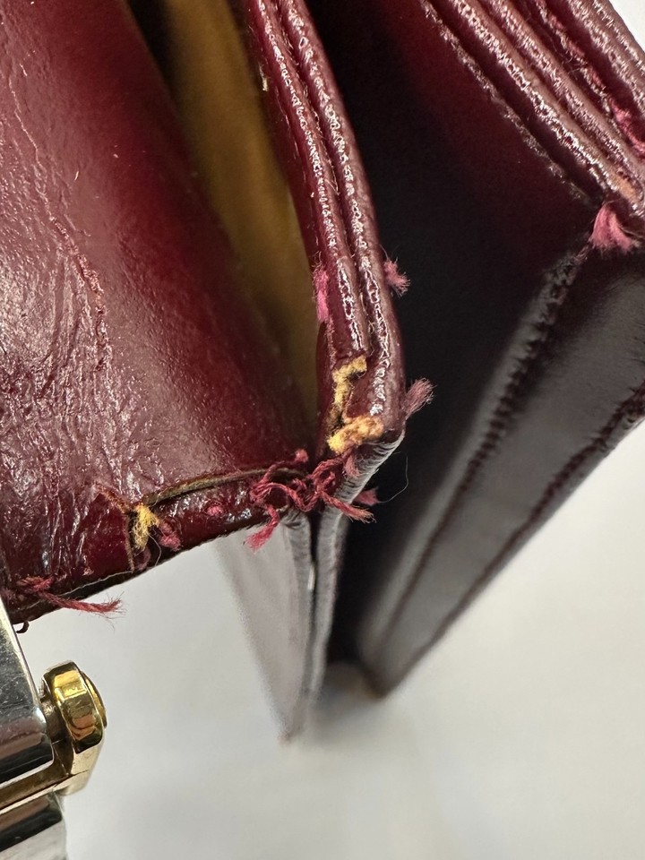 Vintage Lou Taylor Oxblood Leather Clutch, With Swing Out Mirror | eBay
