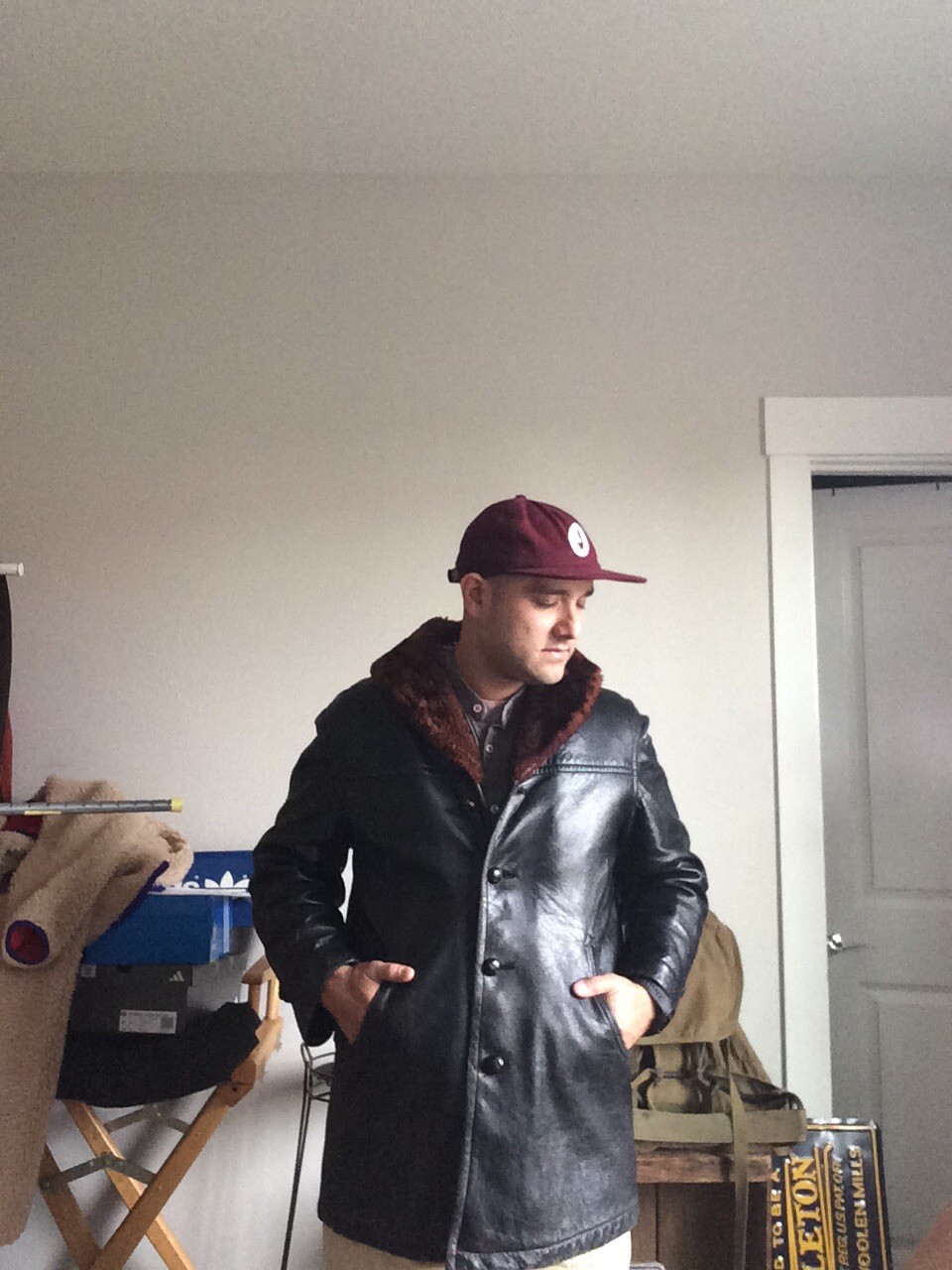 Vtg 60's Submariner Style U-boat Leather Jacket Coat … - Gem