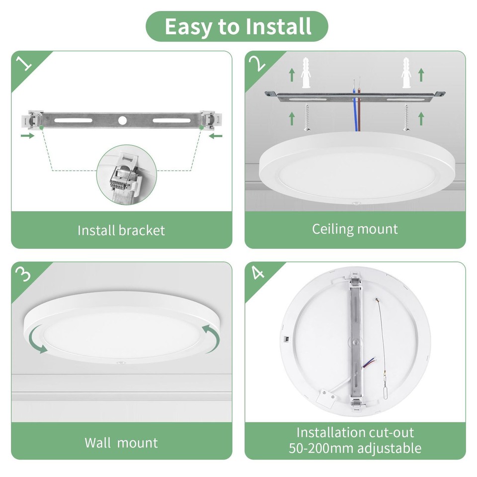 12W LED Ceiling Lights PIR Motion Sensor Dimmable Flush Mount Garage ...