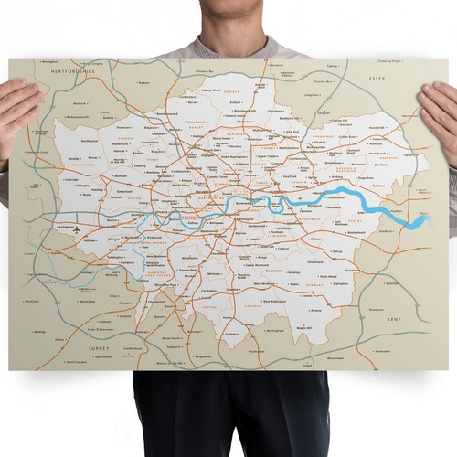 Detailed Educational Map Of London Boroughs Poster Print A5 A4 A3 A2 A1 ...