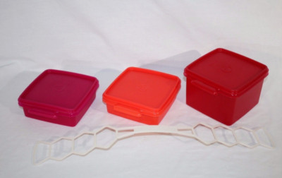 New Tupperware Host Set 2002 Square Round Goody Boxes + Cariolier Hot ...