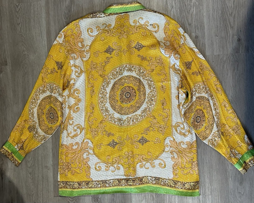 VINTAGE MEN’S GENELLI ABSTRACT GREEK SILK SHIRT SIZE XL EMBELLISHED | eBay