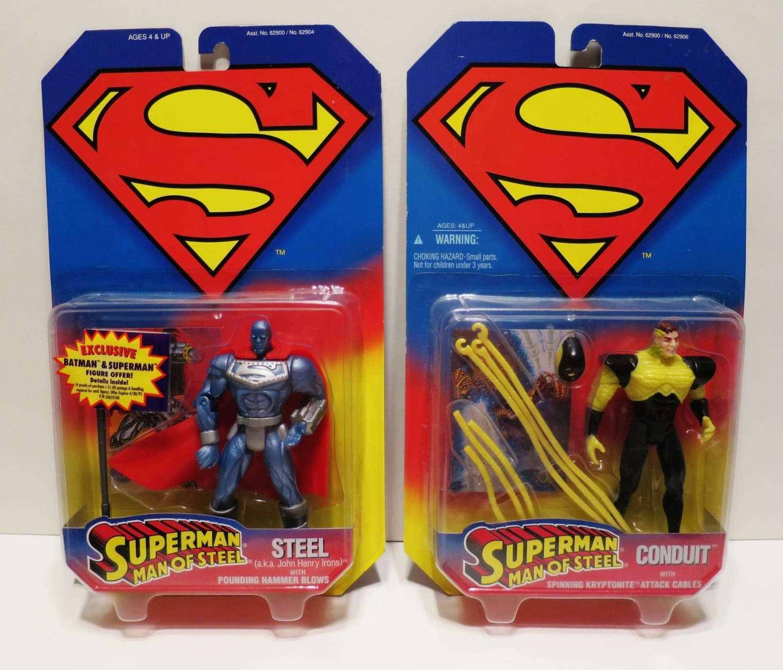 LOT KENNER SUPERMAN MAN OF STEEL STEEL & CONDUIT ACTION FIGURES 1995
