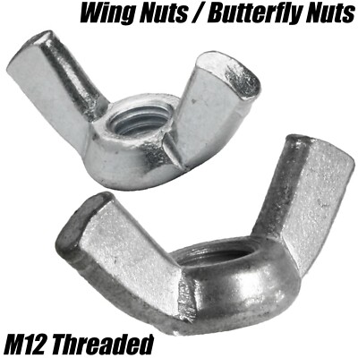 M12 12mm WING NUTS BUTTERFLY HAND NUTS THREADED DIN 315 BRIGHT METAL ...