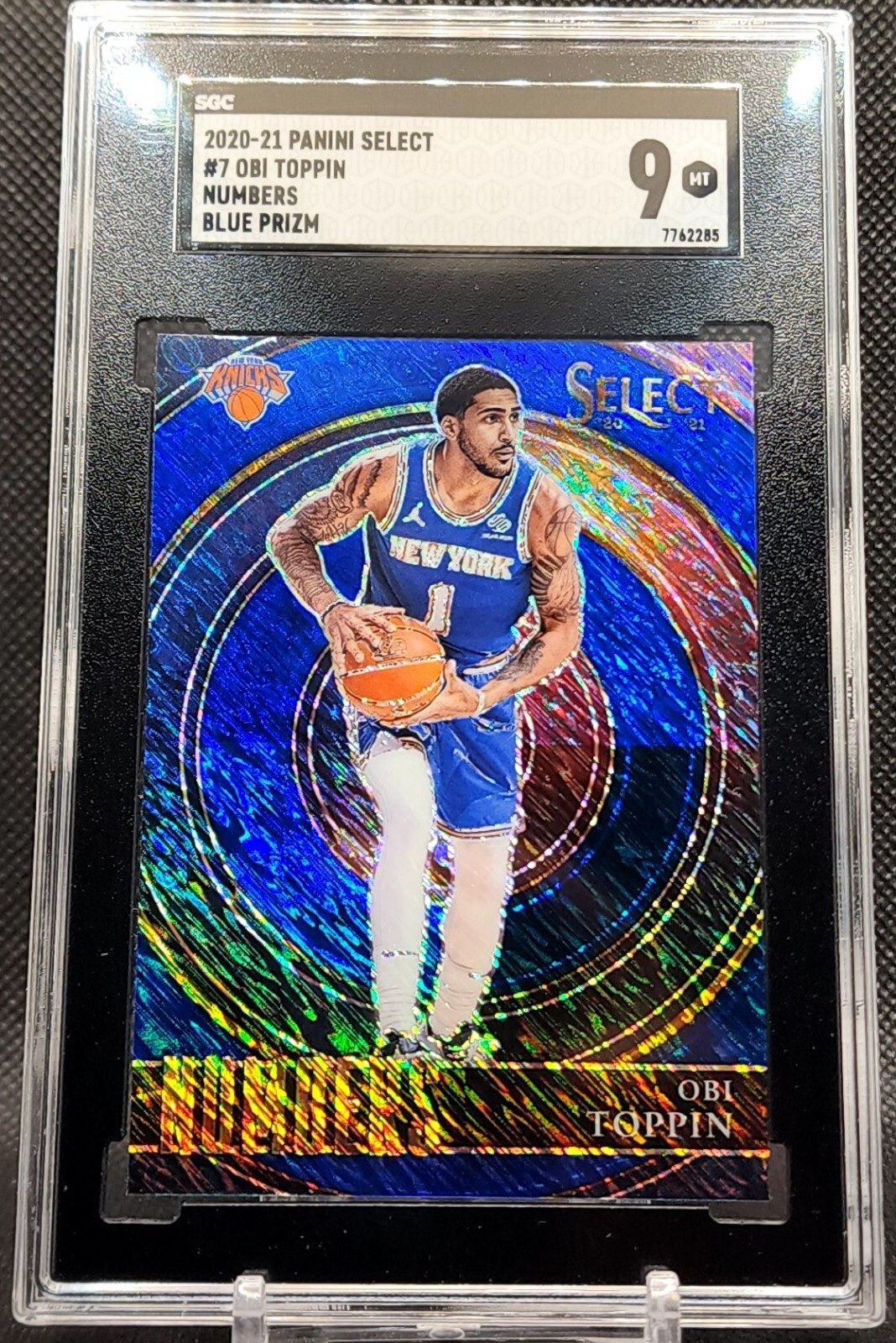 Obi Toppin 2020-21 Panini Select #7 Numbers BLUE PRIZM SGC 9 Mint | eBay
