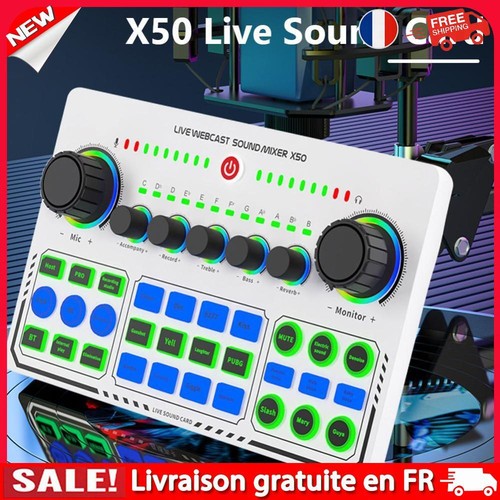 X50 Live Sound Card DJ Mixer Professional Audio Mixer USB External ...