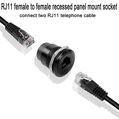 RJ11 Embedded Threaded Fixed Mount Adapter CAT3 RJ11 6P4C Female to ...