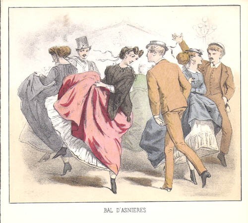 Charles VERNIER - BALS DE PARIS - BAL D'ASNIERES -Antique print- 1850 ...