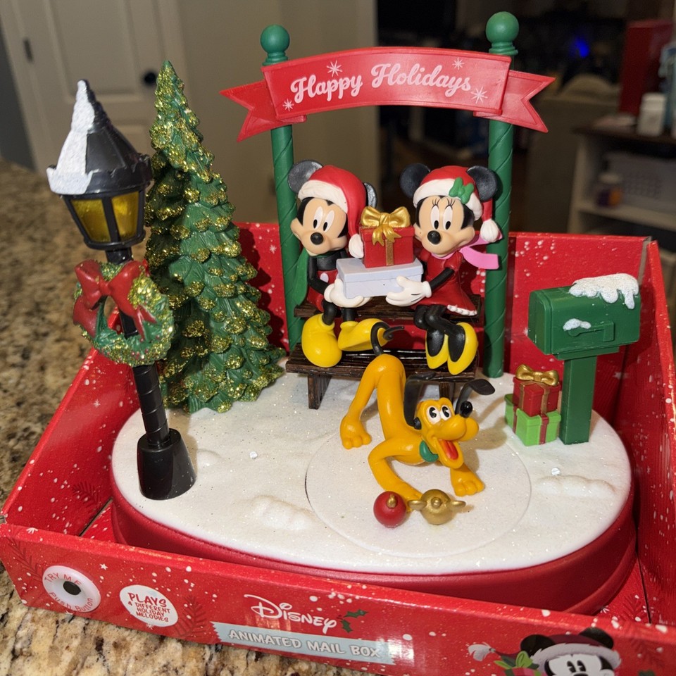 Disney Mickey & Minnie Mouse Christmas Animated Mail Box Scene Music ...