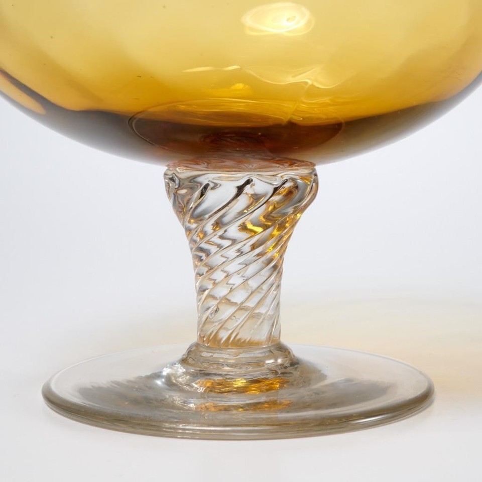 Large Amber Glass Brandy Snifter Fishbowl Glass MCM Iris Apfel 5"dia | eBay