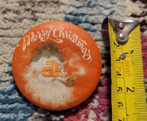 Rare vintage Santa Claus with Pipe Hallmark Merry Christmas pin button ...