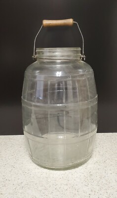 Three Gallon Glass Pickle Barrel Bail Wire Handle Owens Store Display ...