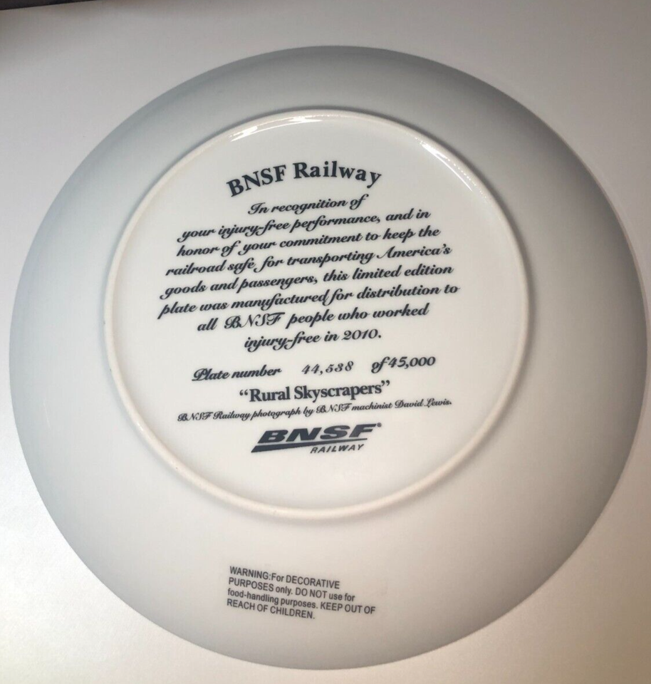 BNSF Railway RURAL SKYSCRAPER Collector Plate 2010 Safety Award #44538 ...