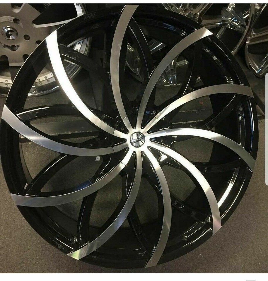 28" Inch Black Machined Azara 504 Wheels Rims Machine 5x115 5x120 +15 ...