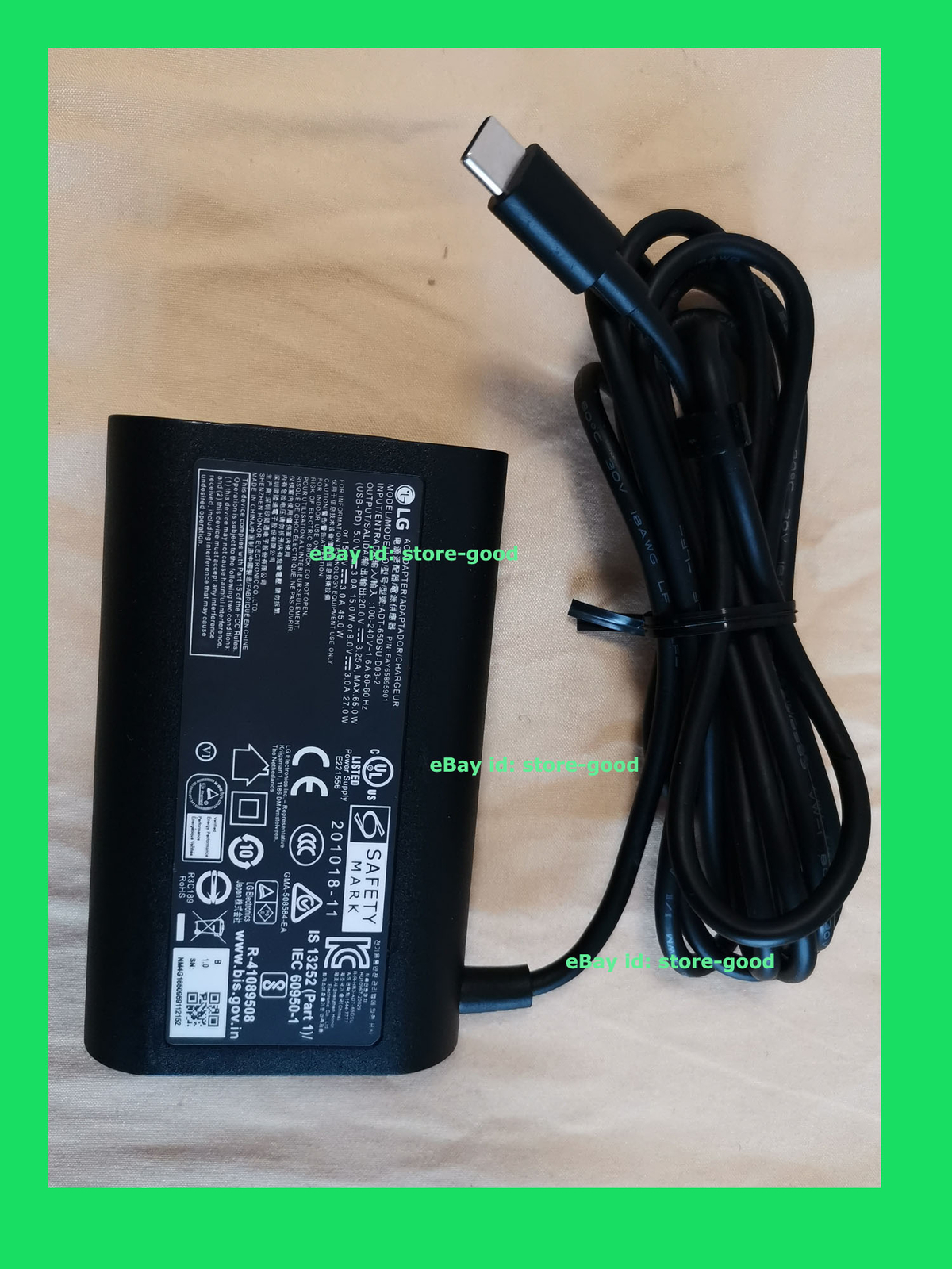 Original LG 65W type-c Adapter for LG gram 17Z90Q ADT-65DSU-D03-2 ...