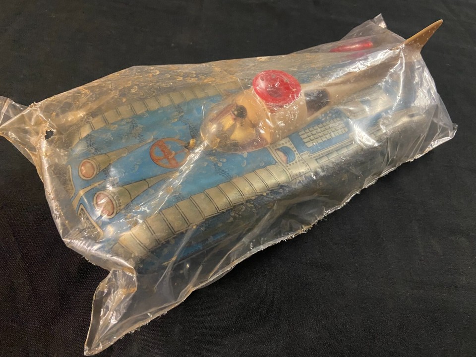 MINT VINTAGE SPACE TIN TOY ROCKET CAR SEALED IN PLASTIC WRAP 1960 ...
