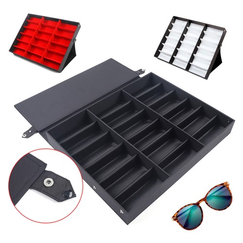 18 Grids Sunglasses Display Box Organizer Storage Case Eyewear Holder ...