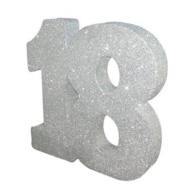 Number 18 Silver Glitter Table Decoration 20cm | eBay UK